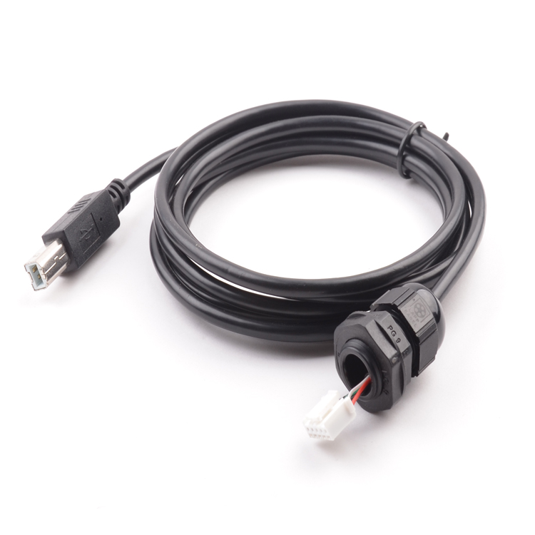 Professional USB 2.0 Type B Female To Moelx Wire Harness With PG9 Cable ...