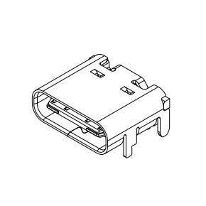 USB2.0 TYPE C 16P MID-MOUNT SMT RECEPTACLE WITH BRACKET ,CH=0.01MM,L=7.4MM